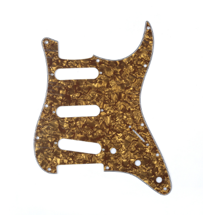 4 Ply Pearloid Bronze SSS Pickguard 11 Holes – Warmtone Custom Guitars