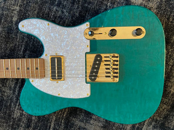 Warmoth Telecaster BODY Quilt Maple Transparent Turquoise White Korina ...